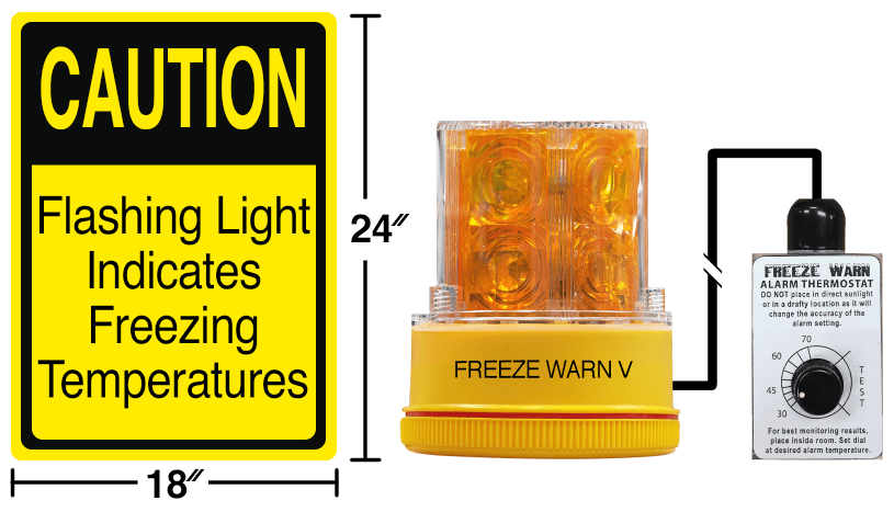 FREALM011: Outdoor Freeze Warn V Warning Light with Sign